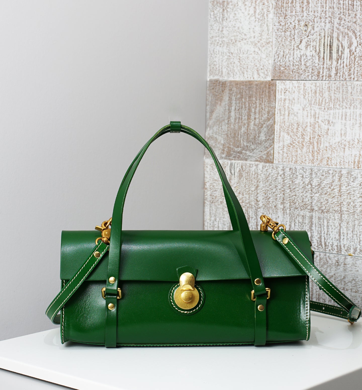 Vive 2.0 Classic Baguette Satchel- Hunter Green – Uppdoo Design Studio